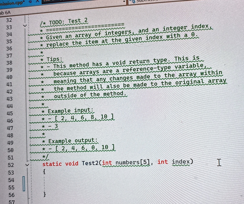 /* TODO: Test 2 *=================================== * Given an array ...