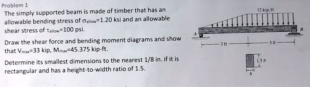 problem 1 the simply supported beam is made of timber that has an ...