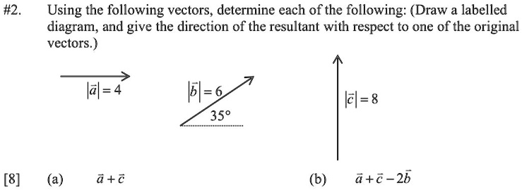 SOLVED: Using the following vectors, determine each of the following ...