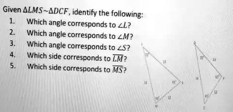 Given ALMS ADCF, identify the following: Which angle corresponds to ZL ...