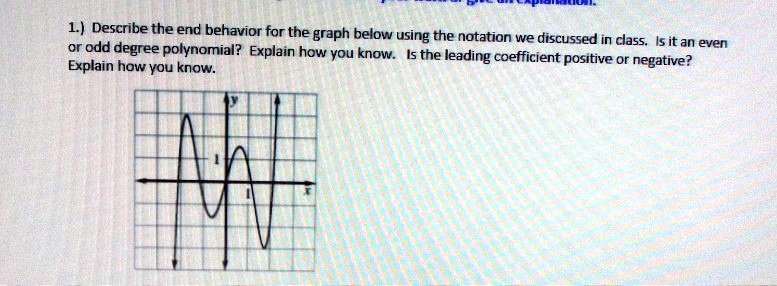 1 describe the end behavior for the graph below using the notation we ...