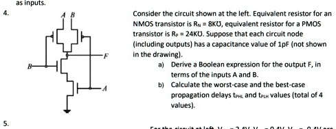 SOLVED: Consider the circuit shown on the left. The equivalent resistor for an NMOS transistor ...