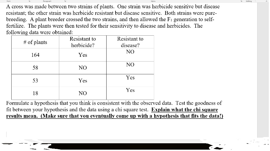 SOLVED: A cross was made between two strains of plants. One strain was ...