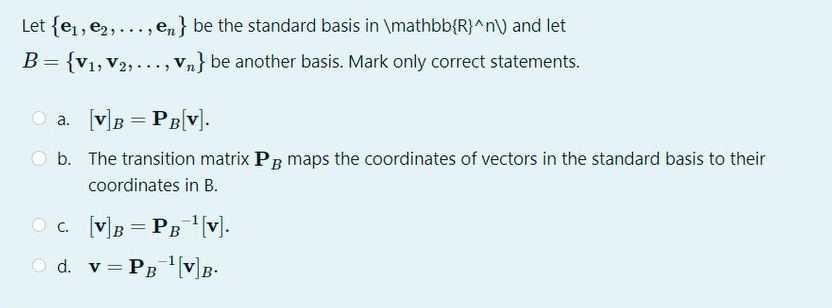 Solved Let {𝐞1 𝐞2 … 𝐞n} Be The Standard Basis In Mathbb {r} ∧ N ∪