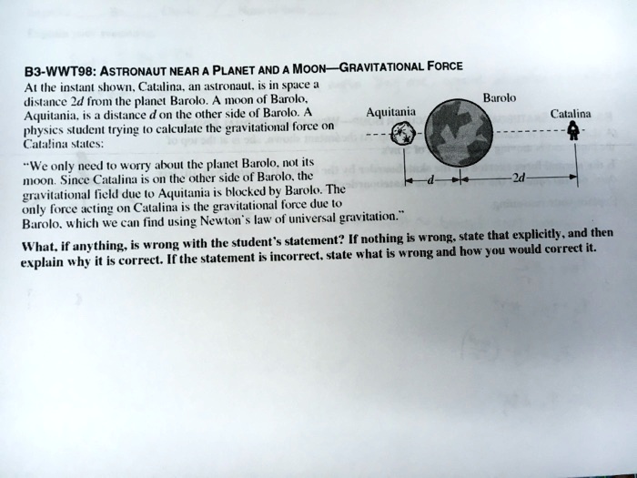B3-WWT98: ASTRONAUT NEAR A PLANET AND A MOON - GRAVITATIONAL FORCE At ...