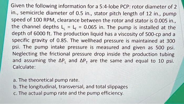 SOLVED: Given the following information for a 5:4-lobe PCP:rotor ...