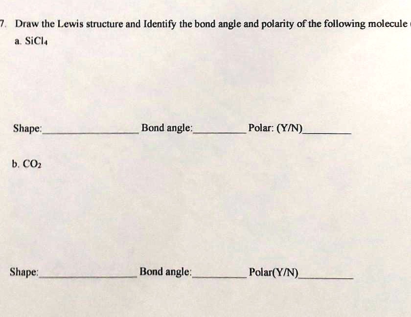 SOLVED:Draw the Lewis structure and Identify the bond angle and ...