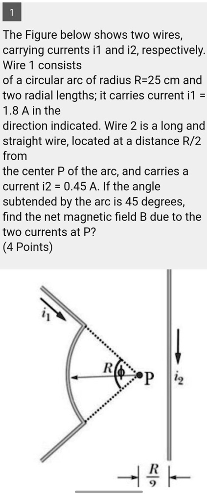 1 The Figure below shows two wires, carrying currents i1 and i2, respectively. Wire 1 consists ...
