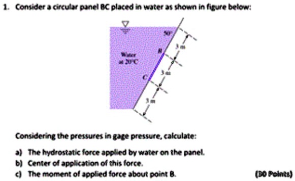 1. Consider a circular panel BC placed in water as shown in figure ...