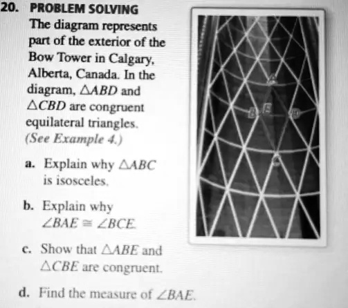 20. PROBLEM SOLVING The diagram represents part of the exterior of the ...