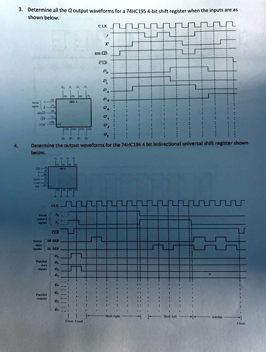 SOLVED: CLK SH/LD CLR Do ..... D D 000 SOLVED: CLK SH/LD CLR Do ..... D D 000