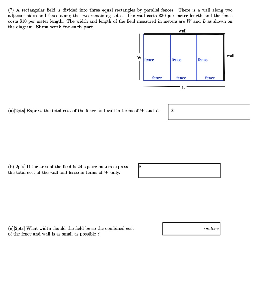 SOLVED: rectangular field is divided into three equal rectangles by ...
