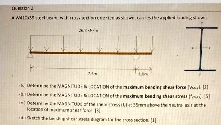 SOLVED: Question 2: A W410x39 steel beam, with cross section oriented ...