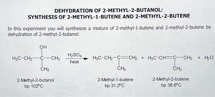 SOLVED: DEHYDRATION OF 2-METHYL-2-BUTANOL: SYNTHESIS OF 2-METHYL-1-BUTENE AND 2-METHYL-2-BUTENE ...