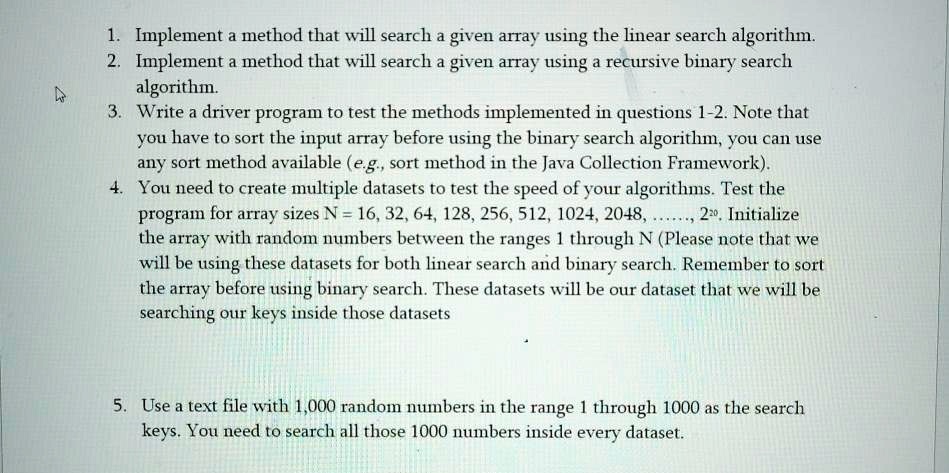 Solved Implement A Method That Will Search A Given Array Using The