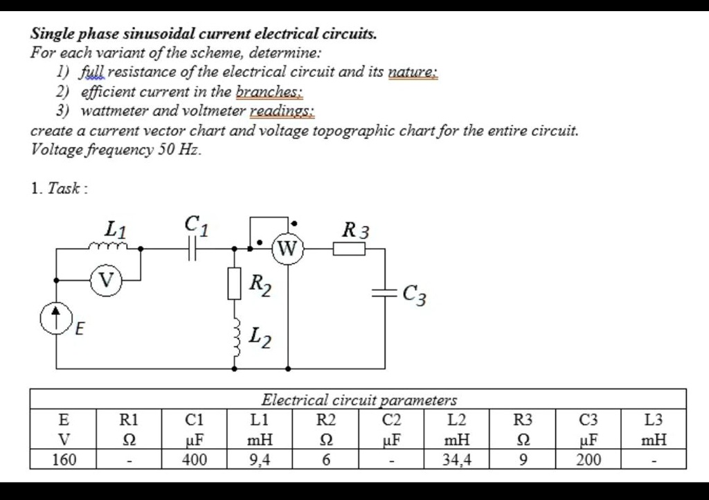 SOLVED: Single-phase sinusoidal current electrical circuits. For each ...