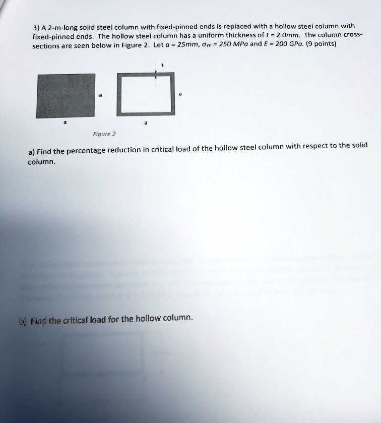 SOLVED: 3) A 2-m-long solid steel column with fixed-pinned ends is ...