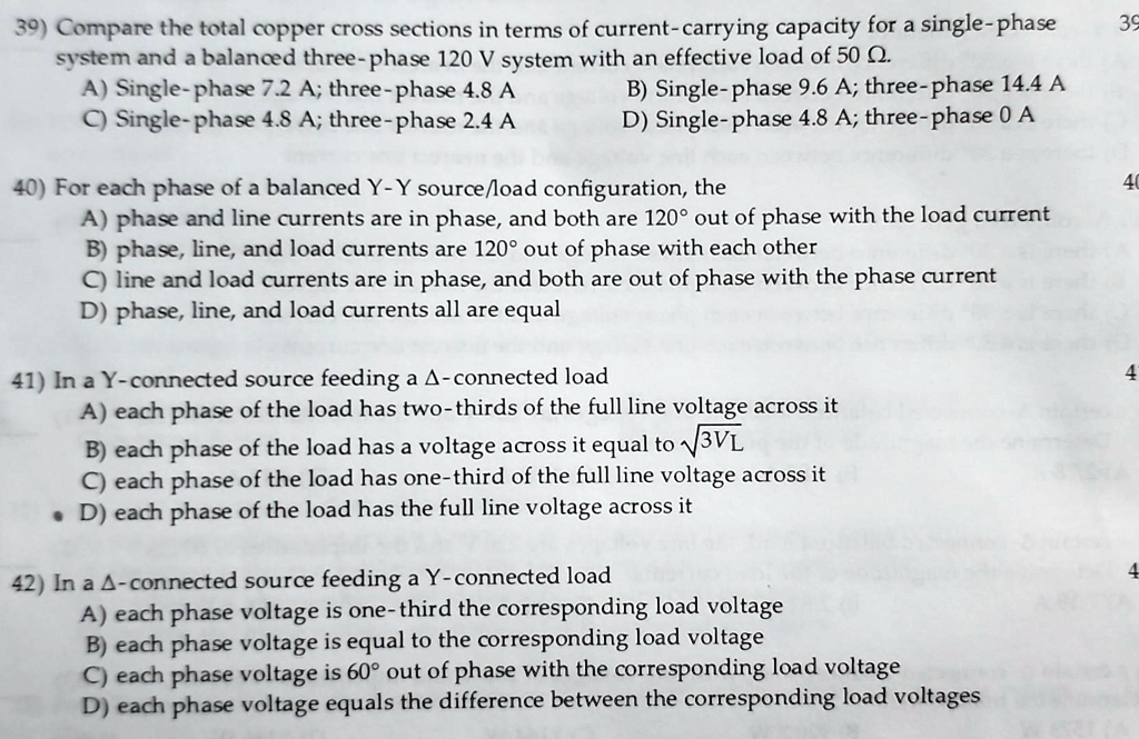 39) Compare the total copper cross sections in terms of current ...