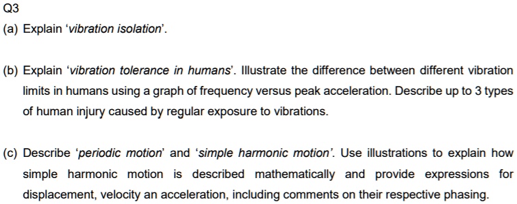 SOLVED: Q3 (a) Explain 'vibration isolation'. (b) Explain 'vibration tolerance in humans ...