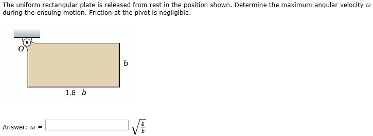 The uniform rectangular plate is released from rest in the position ...