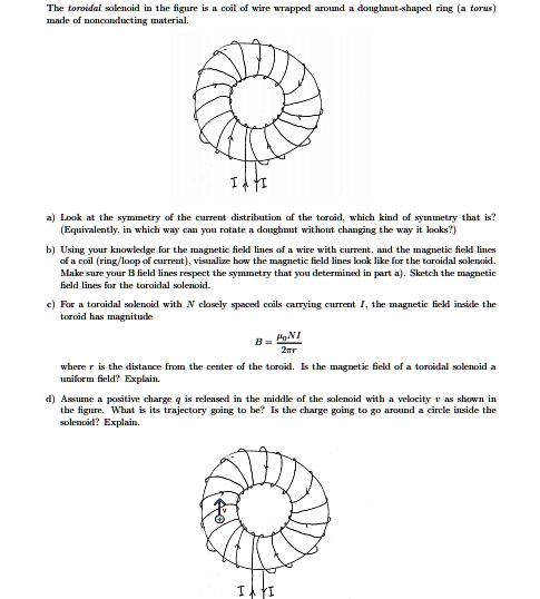 SOLVED: The toroidal solenoid in the figure is a coil of wire wrapped ...