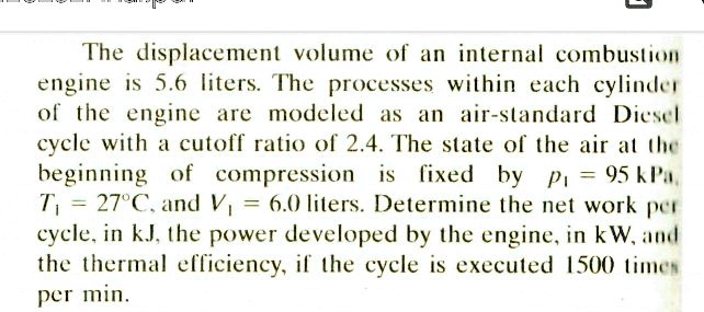 SOLVED: The displacement volume of an internal combustion engine is 5.6 ...