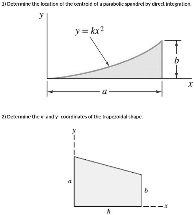 SOLVED: Determine the location of the centroid of a parabolic spandrel ...