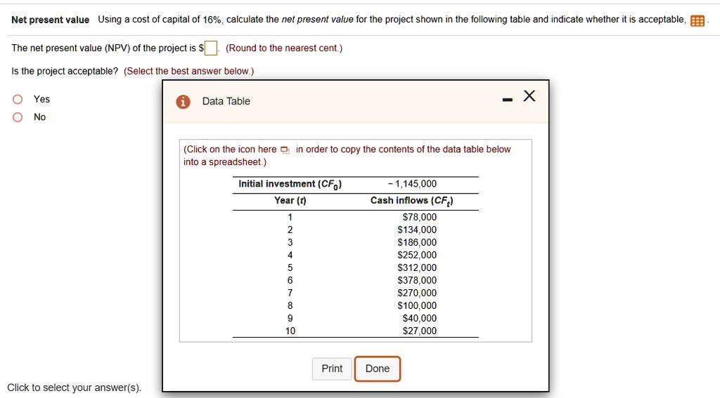 SOLVED: Please solve all of the questions. Net present value: Using a cost of capital of 16% ...