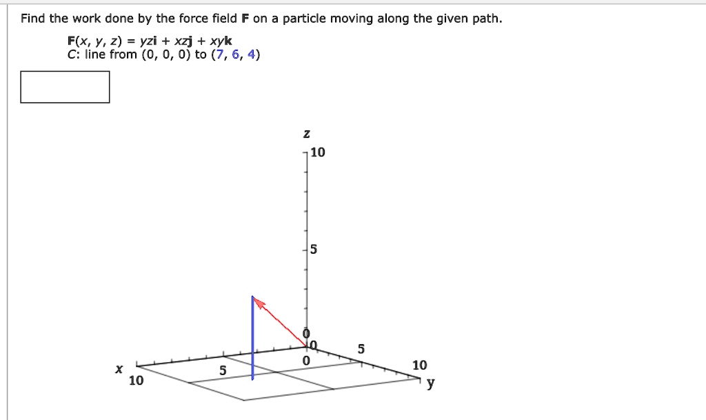 SOLVED: Find the work done by the force field F on a particle moving along the given path. F(x ...