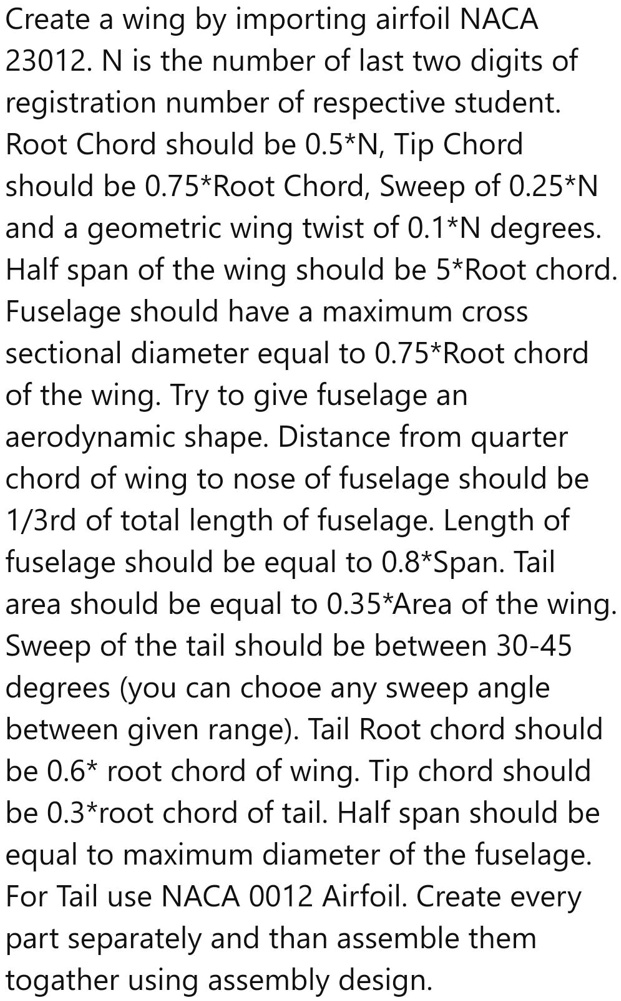 SOLVED: Create a wing by importing airfoil NACA 23012. N is the number ...