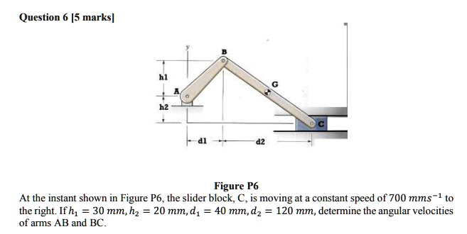 SOLVED: Figure P6 At the instant shown in Figure P6, the slider block, C, is moving at a ...