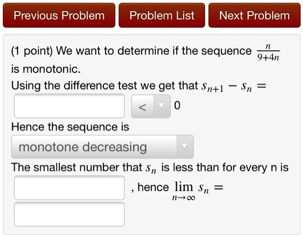 SOLVED: Problem List Next Problem Point: We want to determine if the ...