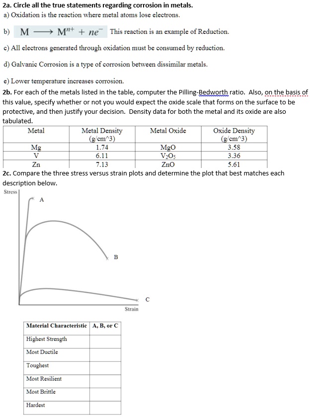 2a. Circle all the true statements regarding corrosion in metals. a ...