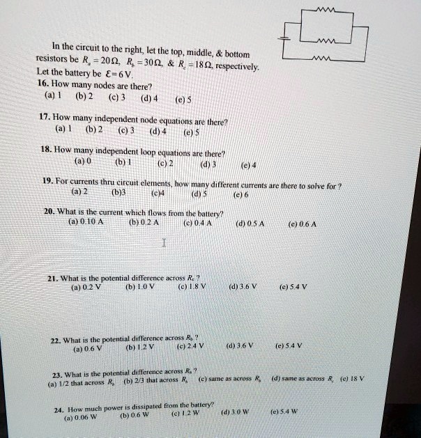 SOLVED: In the circuit t0 the right let the top, middle, bottom ...