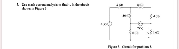 SOLVED: Use mesh current analysis to find Vx in the circuit shown in Figure 3.2. The circuit ...
