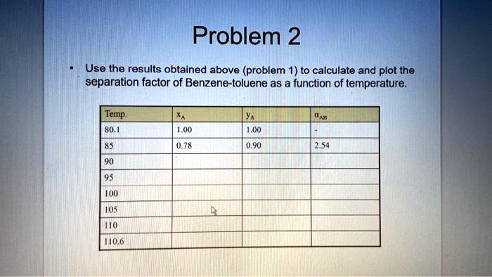 SOLVED: Problem 2 Use the results obtained above problem 1to calculate and plot the separation ...