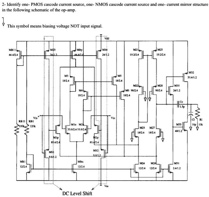 Solved 2 Identify One Pmos Cascode Current Source One Nmos Cascode Current Source And One