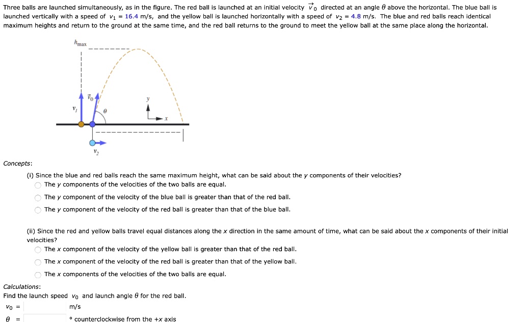 three balls are launched simultaneously as in the figure the red ball ...