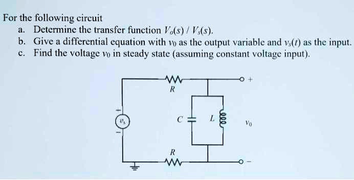 For the following circuit a. Determine the transfer function Vo(s) / Vs(s). b. Give a ...