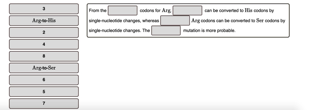 from the codons for arg can be converted to his codons by arg codons ...