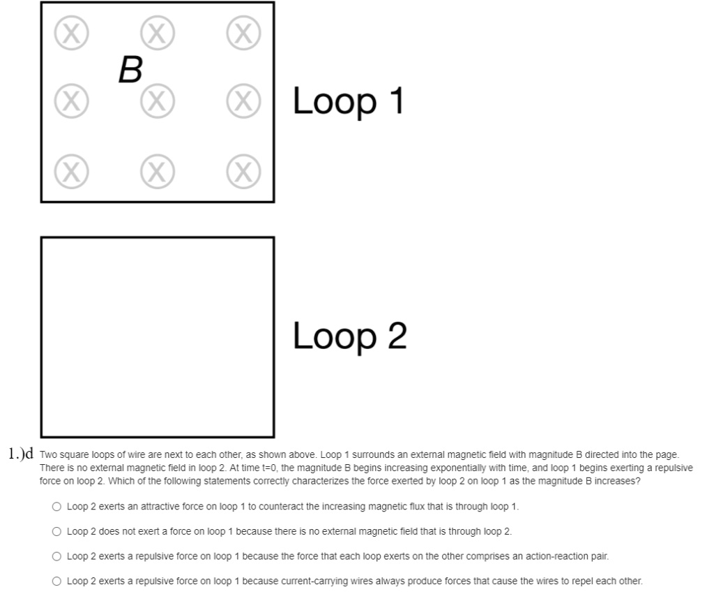 Solved Loop 1 Loop 2 1d Two Square Loops Of Wire Are Next To Each Other As Shown Above Loop 