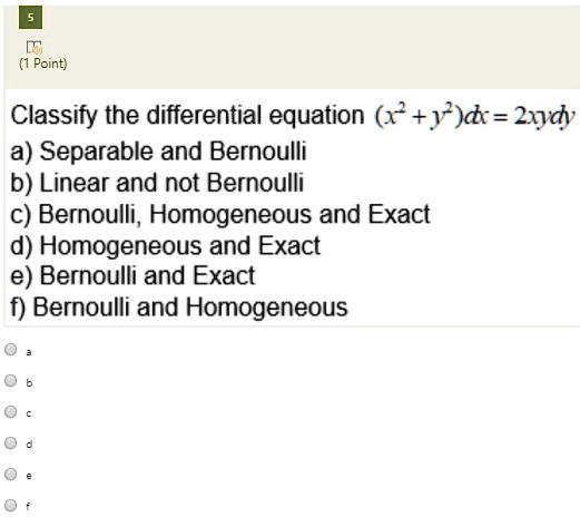 point classify the differential equation 1 yd zdy a separable and ...