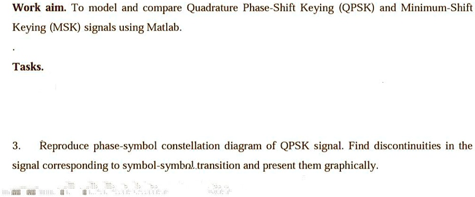 VIDEO solution: Work aim: To model and compare Quadrature Phase-Shift Keying (QPSK) and Minimum ...