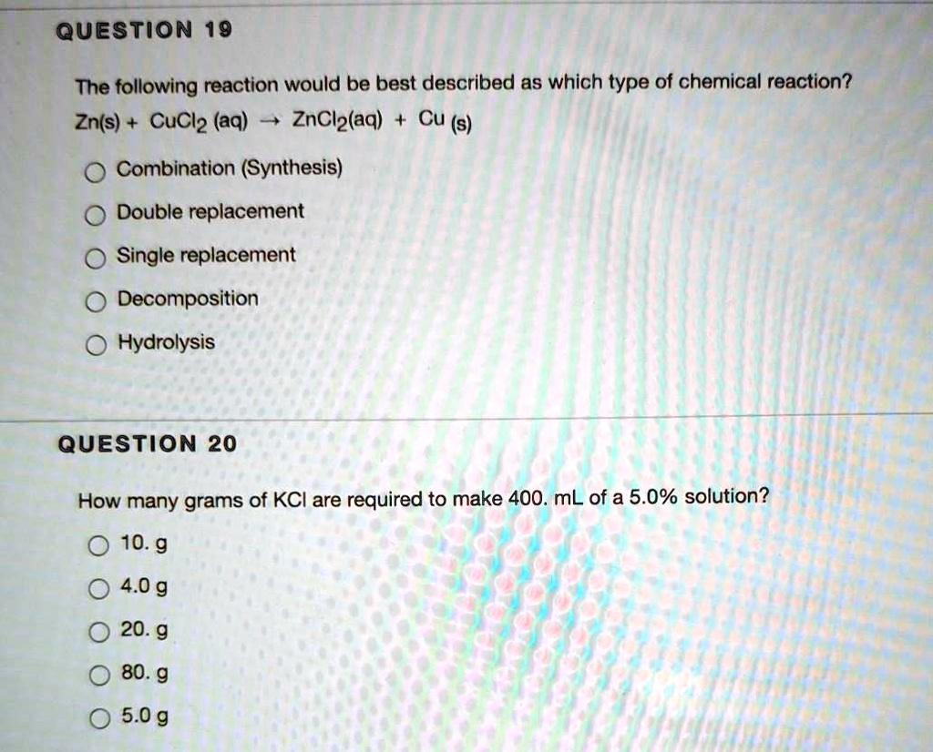 SOLVED:Question 19 The following reaction would be best described as ...