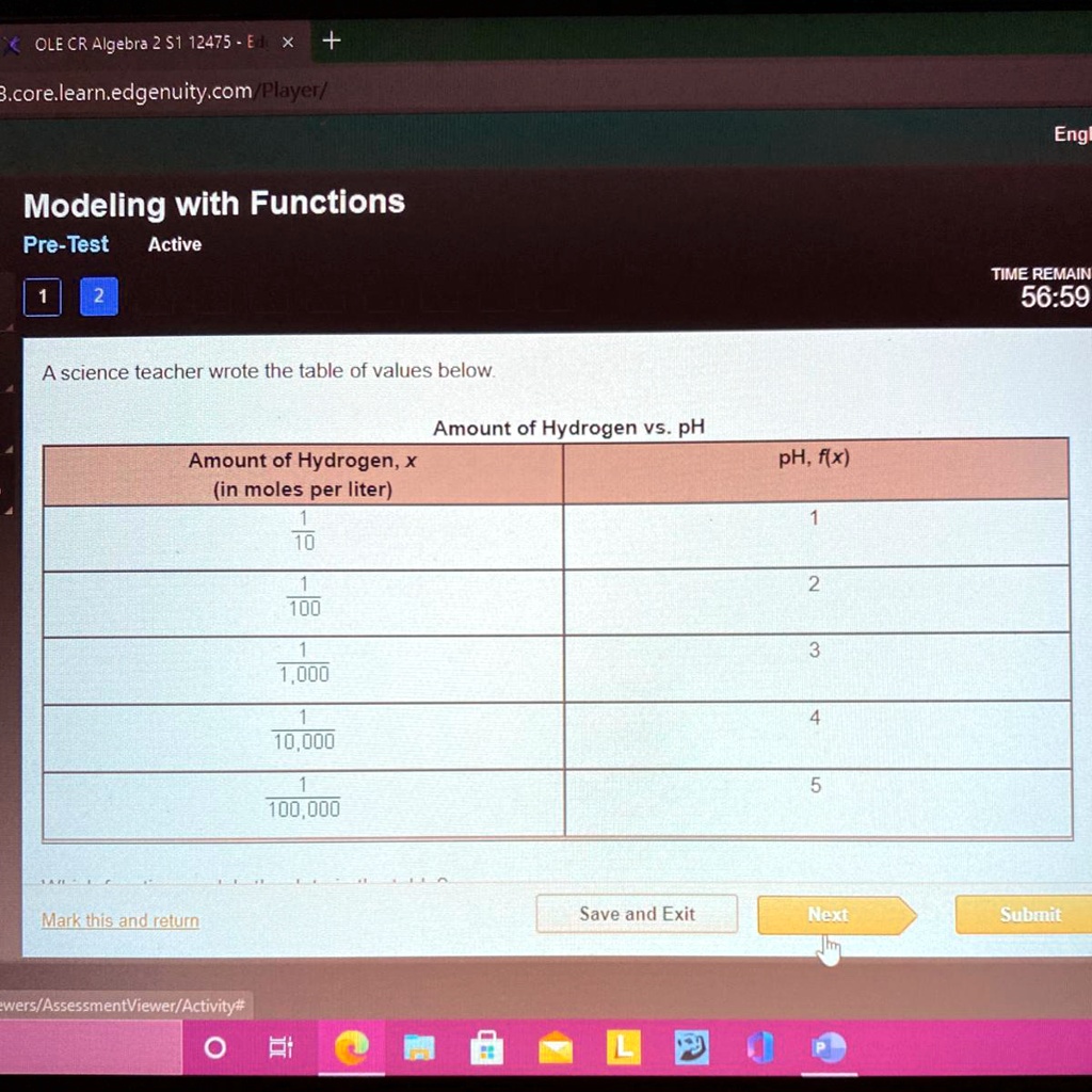 OLE CR Algebra 2 S1 12475-EX + B.core.learn.edgenuity.com/Player/ Modeling with Functions Pre ...