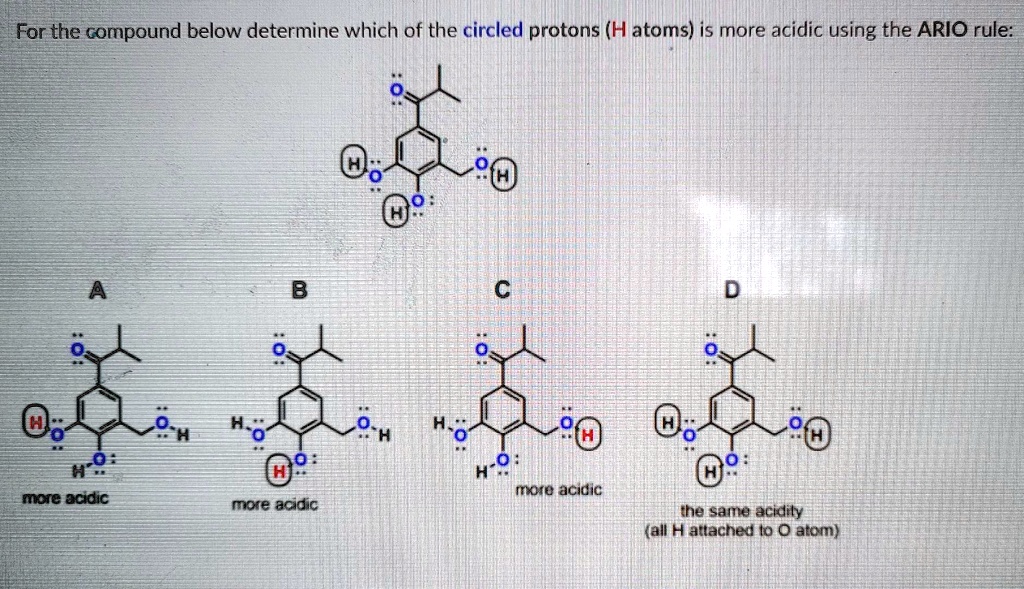 For the compound below determine which of the circled protons (H atoms ...