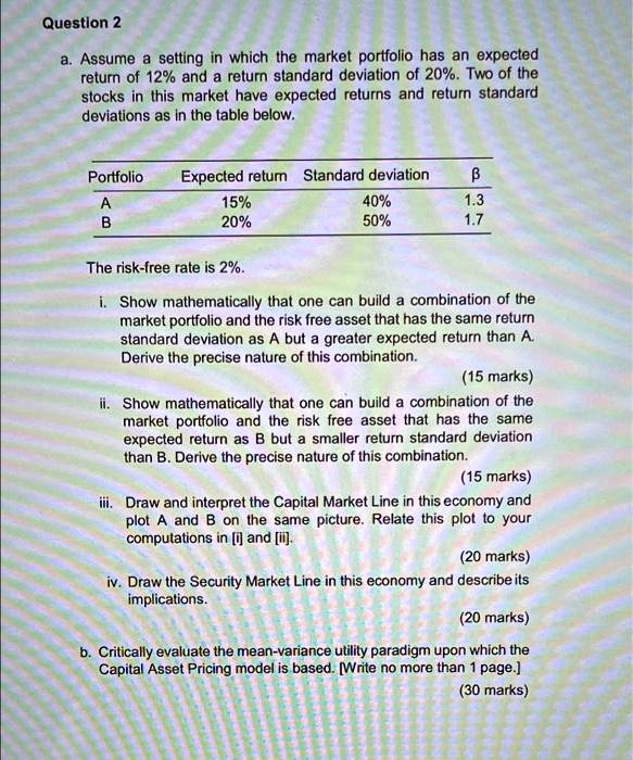 SOLVED: Text: Question 2 a. Assume a setting in which the market ... SOLVED: Text: Question 2 a. Assume a setting in which the market ...