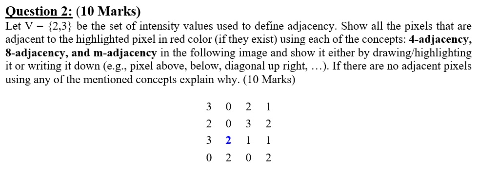 Solved Let V 2 3 Be The Set Of Intensity Values Used To Define
