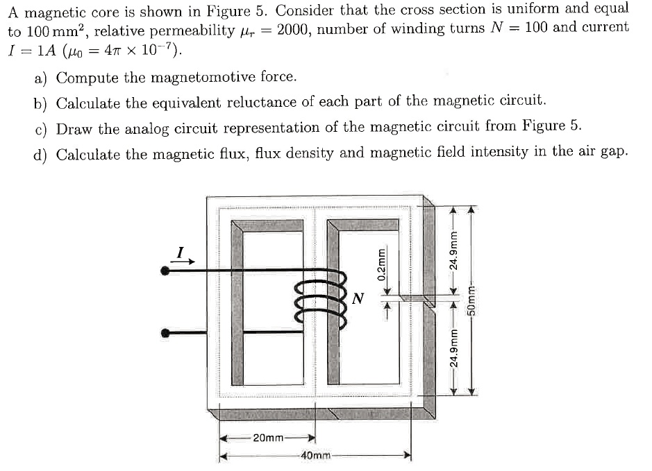 SOLVED: A magnetic core is shown in Figure 5. Consider that the cross ...