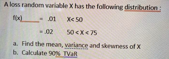 Solved Aloss Random Variable X Has The Following Distribution Flx 01 X50 02 50 